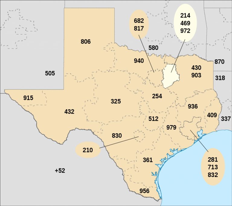 Area Codes 214, 469, And 972 - Wikipedia - Printable Map Of Dfw ...