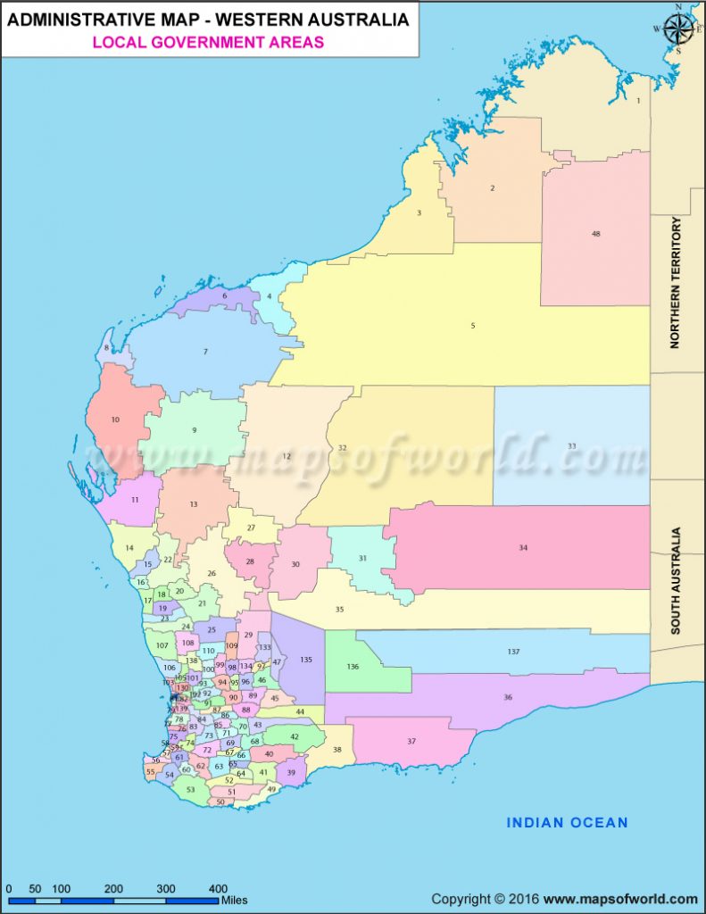 Buy Western Australia Local Government Areas Map - Printable Map Of ...