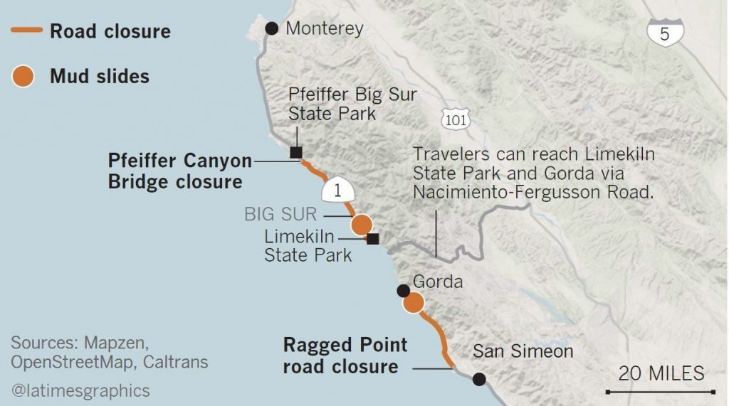 California Highway 1 Closure Map Printable Maps - Bank2home.com
